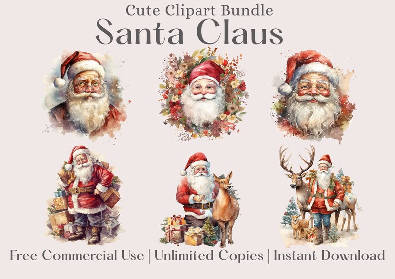 Watercolor Christmas Clipart. Christmas Truck, Snowman Clipart, Santa ...