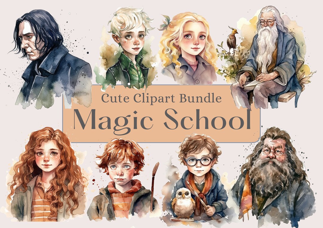 Wizard School Clipart Bundle, Magic School, Witch and Wizard Png. Wands ...