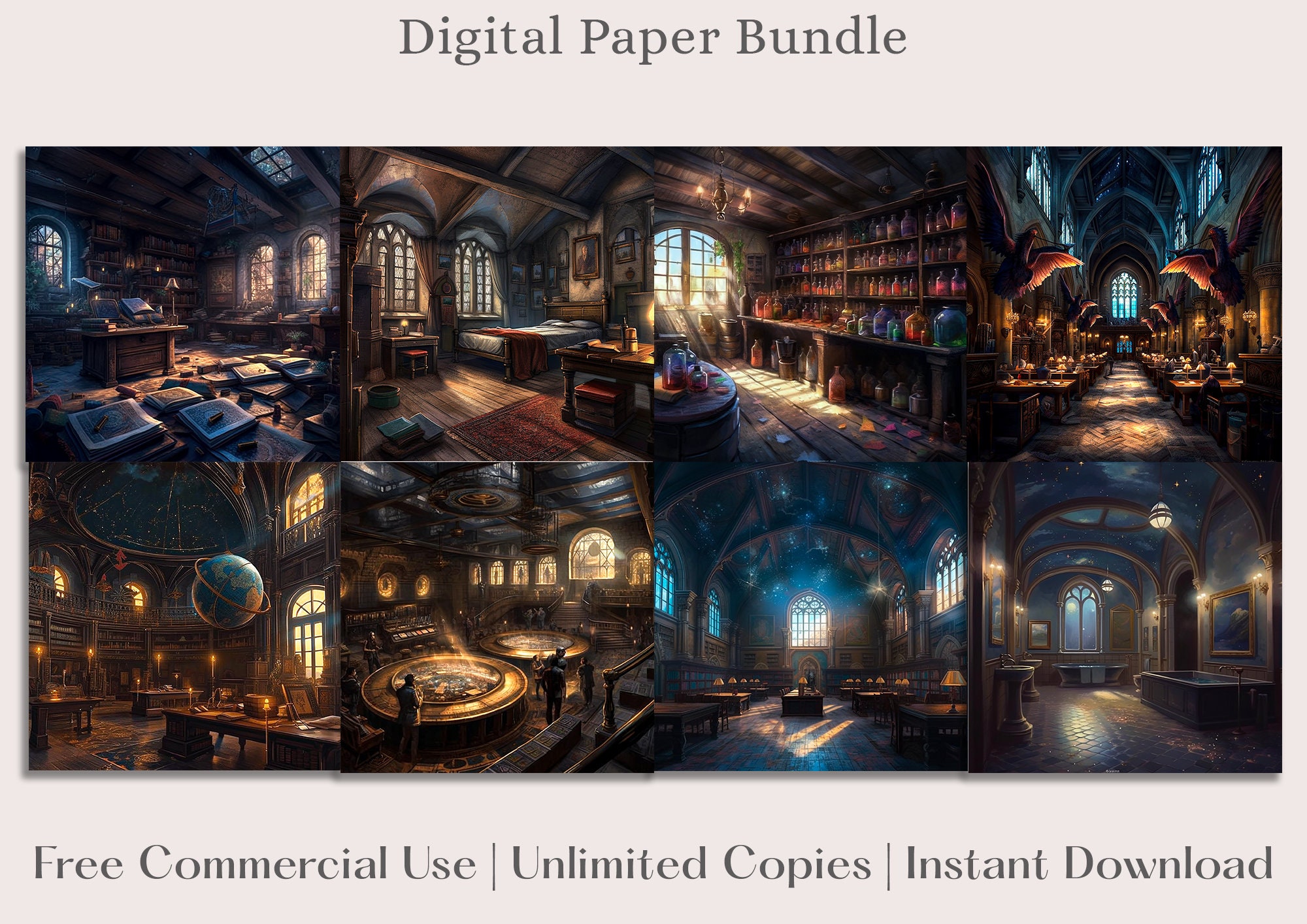 Wizard School Digital Paper Bundle, Magic School, Witch and Wizard Png ...