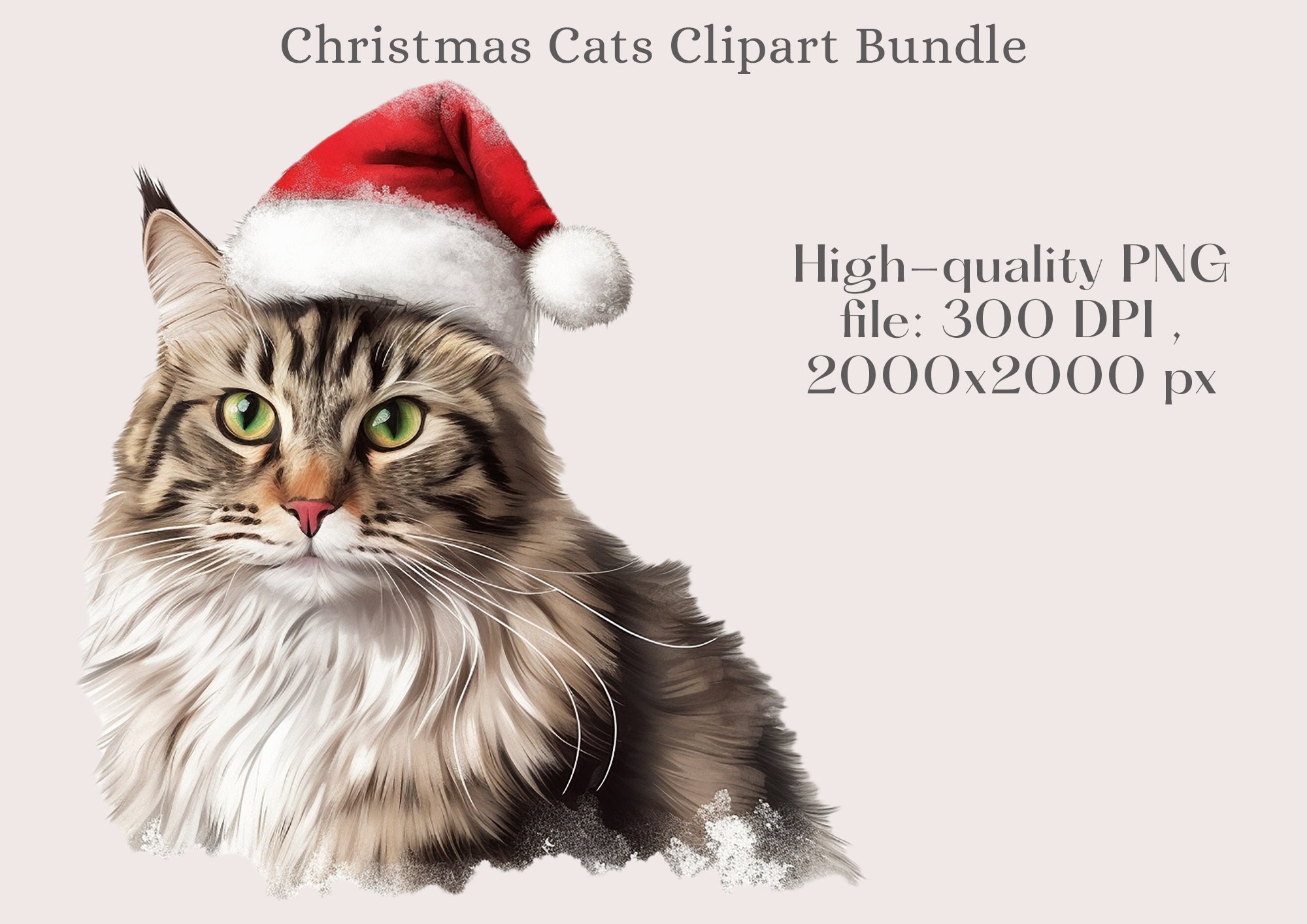 Christmas Cats Clipart Bundle, Cat Breeds PNG, Watercolor Cat Clipart ...