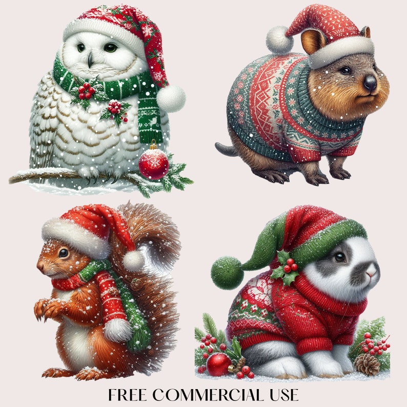 Christmas Woodland Watercolor Clipart Bundle, Festive Forest Images ...