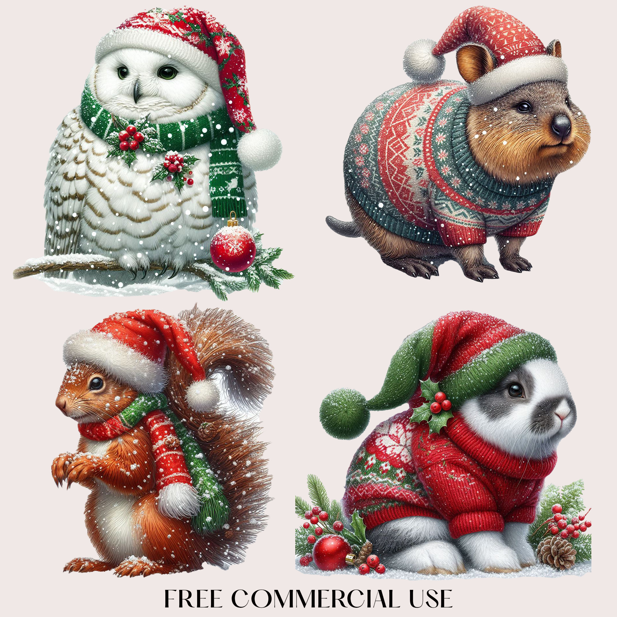 Christmas Woodland Watercolor Clipart Bundle, Festive Forest Images ...