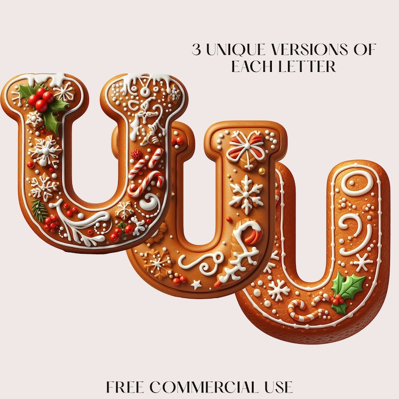 Watercolor Gingerbread Cookie Alphabet Clipart, 78 Christmas Alphabet ...