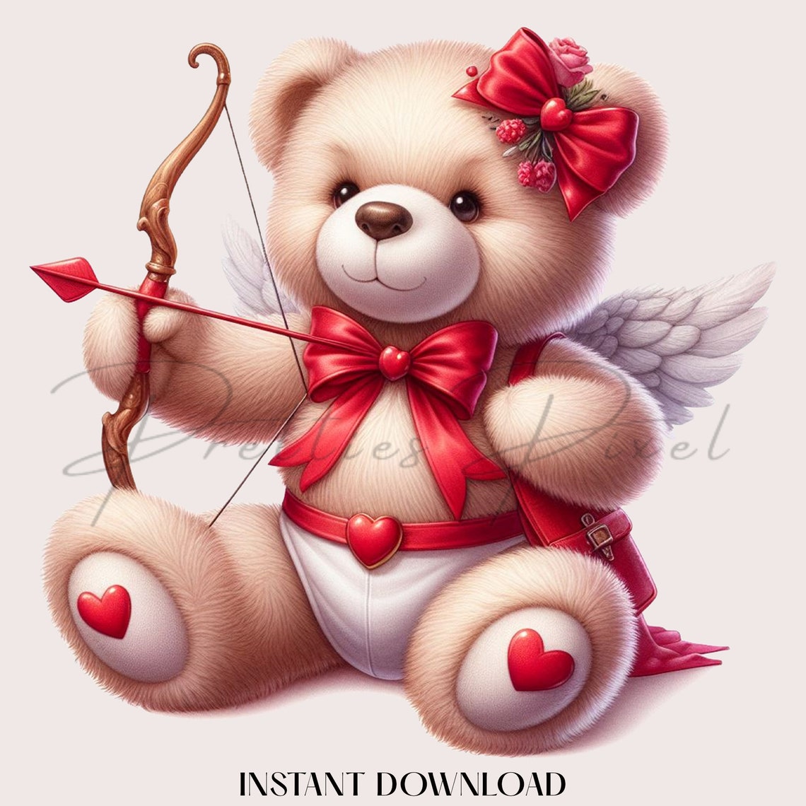 Watercolor Valentines Teddy Bear Clipart, 15 High Quality Pngs ...