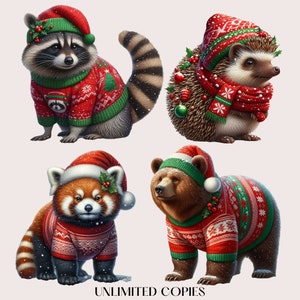 Christmas Woodland Watercolor Clipart Bundle, Festive Forest Images ...