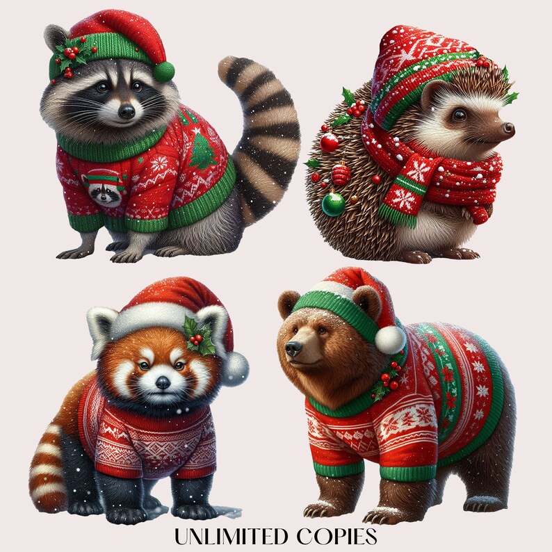 Christmas Woodland Watercolor Clipart Bundle, Festive Forest Images ...