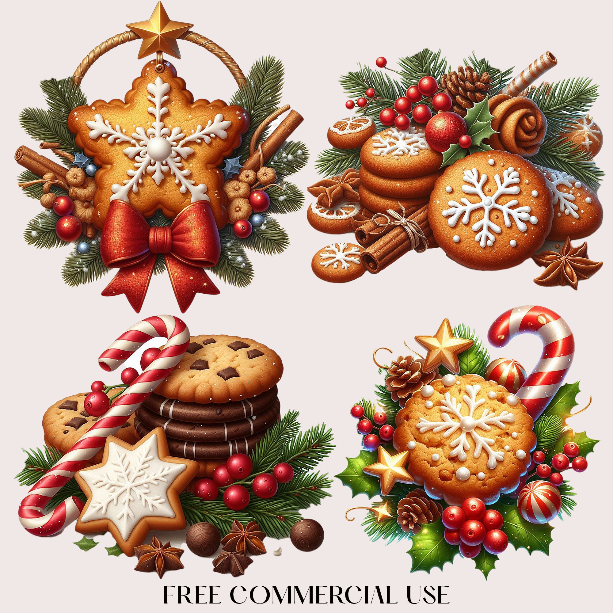 Christmas Cookie Clipart, Watercolor Cookie Clipart Bundle, Christmas ...