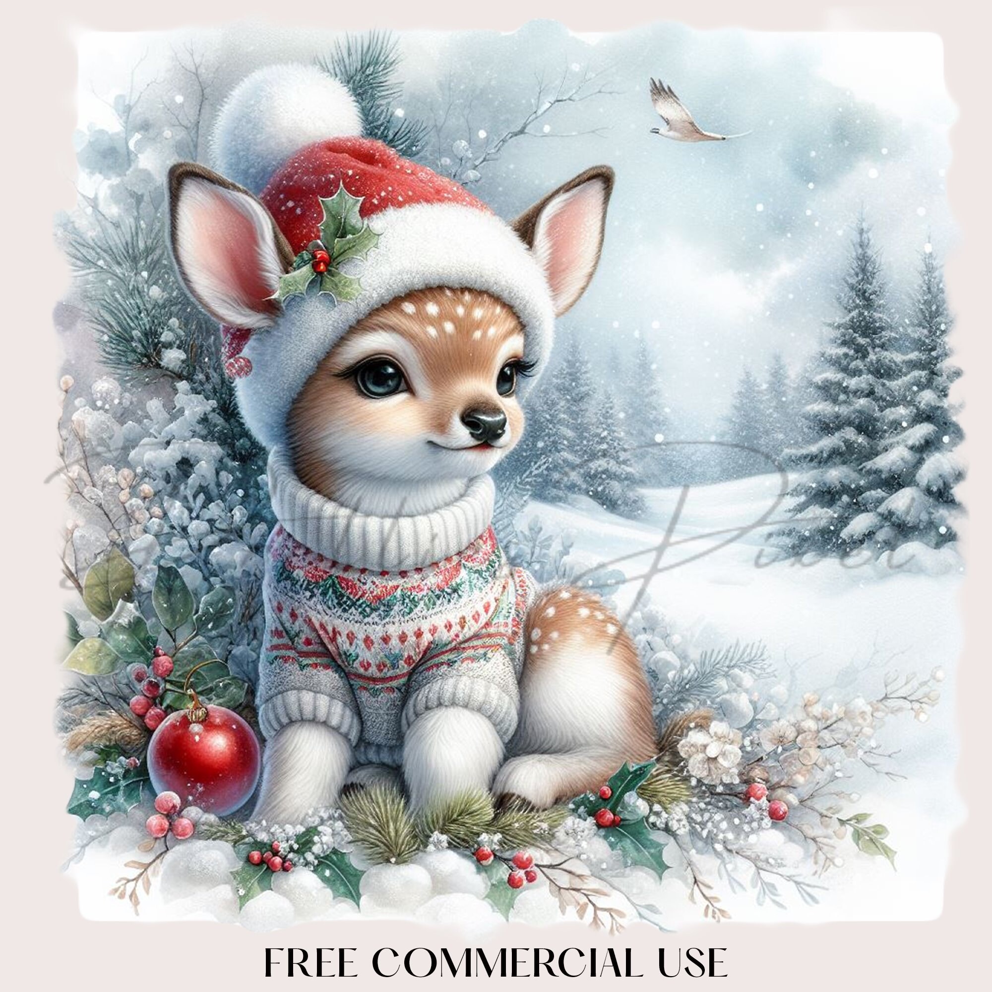 Christmas Fawn Clipart - 19 High Quality PNG, Digital Paper Crafting ...