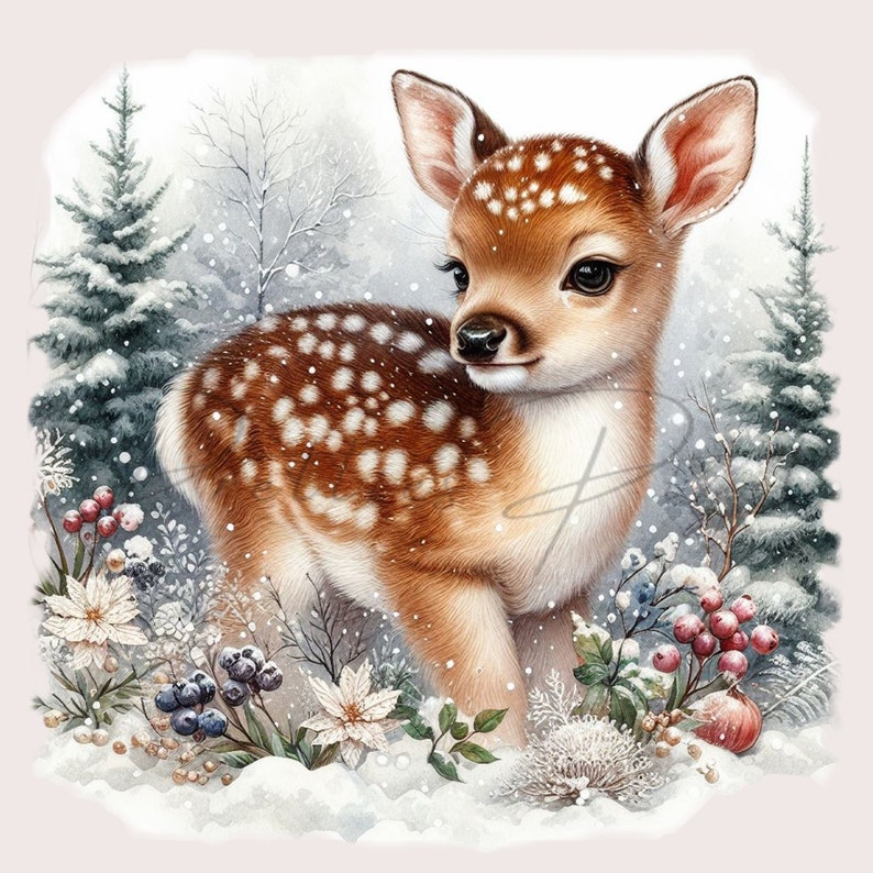 Christmas Fawn Clipart - 19 High Quality PNG, Digital Paper Crafting ...