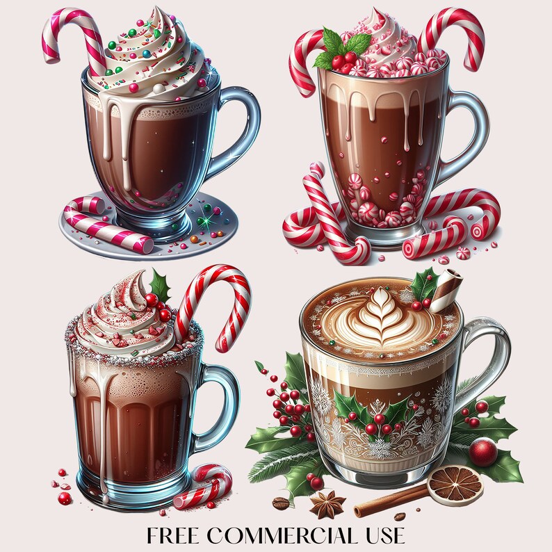 Watercolor Hot Chocolate Clipart, Christmas Tea Clipart, Hot Cocoa ...