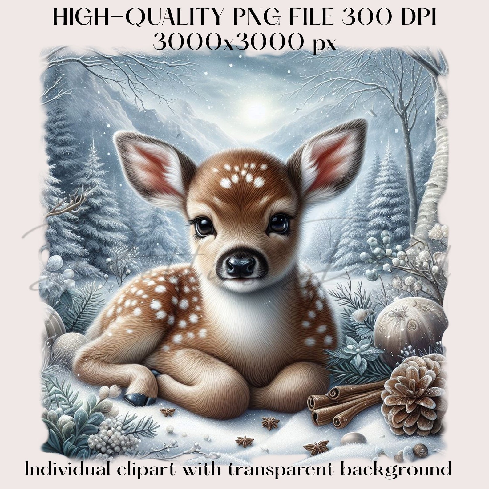 Christmas Fawn Clipart - 19 High Quality PNG, Digital Paper Crafting ...