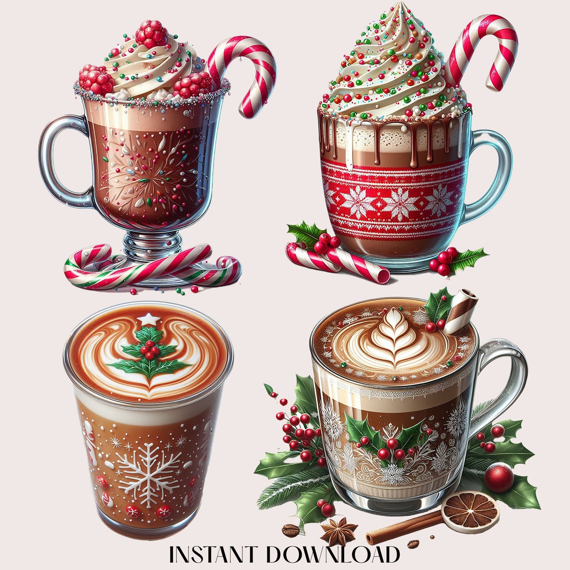 Watercolor Hot Chocolate Clipart, Christmas Tea Clipart, Hot Cocoa ...