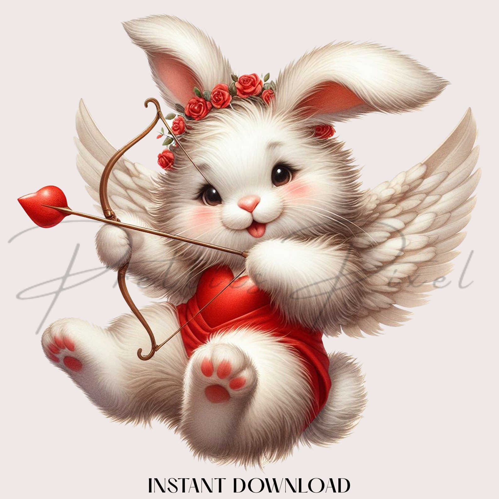 Watercolor Valentines Bunnies Clipart, 11 High Quality Pngs, Valentines ...