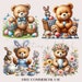 Watercolor Teddy Bear Clipart Bundle, Spring Clipart, Easter Clipart ...