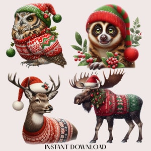 Christmas Woodland Watercolor Clipart Bundle, Festive Forest Images ...