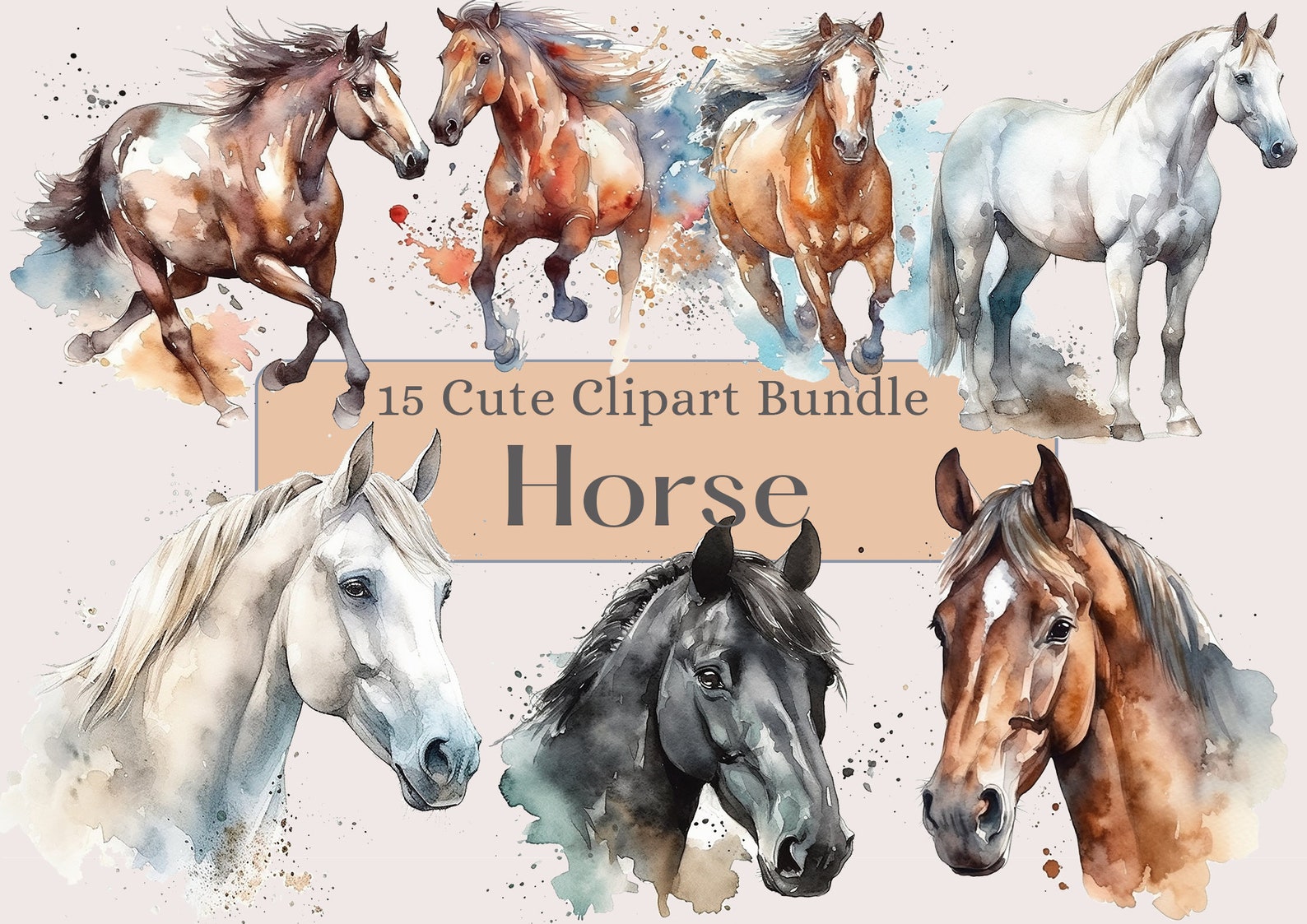 Horse PNG, Horse Clipart Set, Watercolor Horse PNG Western Clipart.farm ...