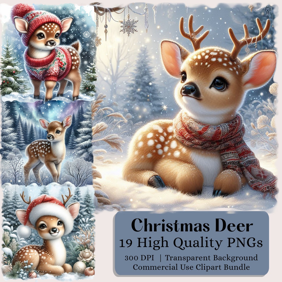 Christmas Fawn Clipart - 19 High Quality PNG, Digital Paper Crafting ...