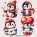 Watercolor Valentines Penguin Clipart, 14 High Quality Pngs, Valentines ...