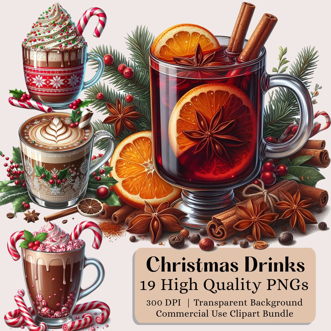 Watercolor Hot Chocolate Clipart, Christmas Tea Clipart, Hot Cocoa ...