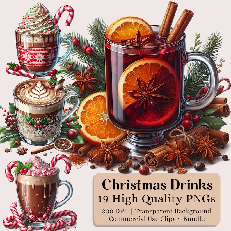 Watercolor Hot Chocolate Clipart, Christmas Tea Clipart, Hot Cocoa ...