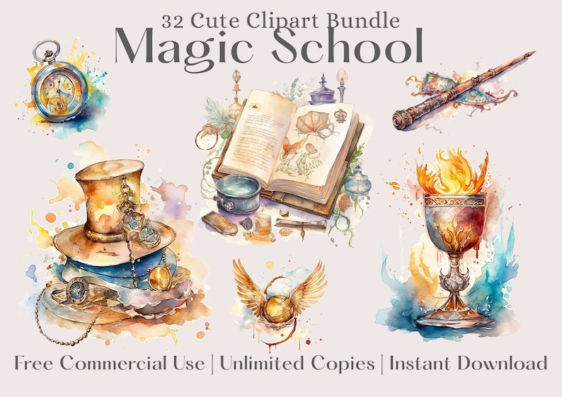 Wizard School Clipart Bundle, Magic School, Witch and Wizard Png. Wands ...