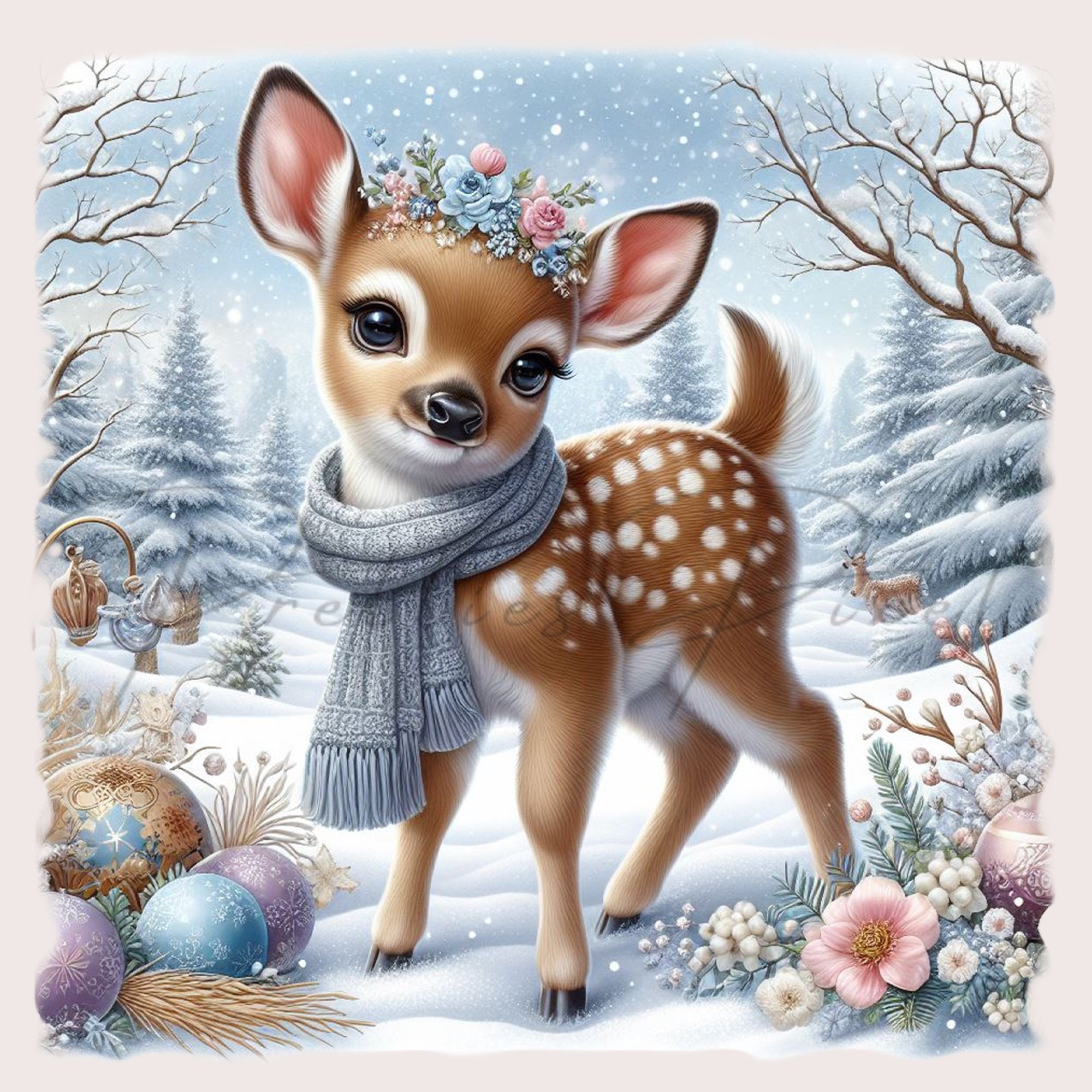 Christmas Fawn Clipart - 19 High Quality PNG, Digital Paper Crafting ...