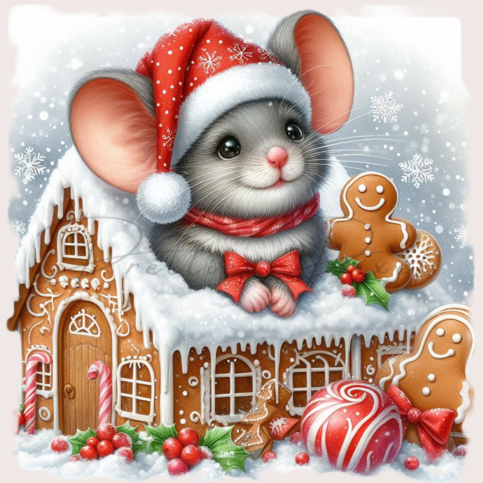 Christmas Mouse Clipart - 16 High Quality PNG, Digital Paper Crafting ...