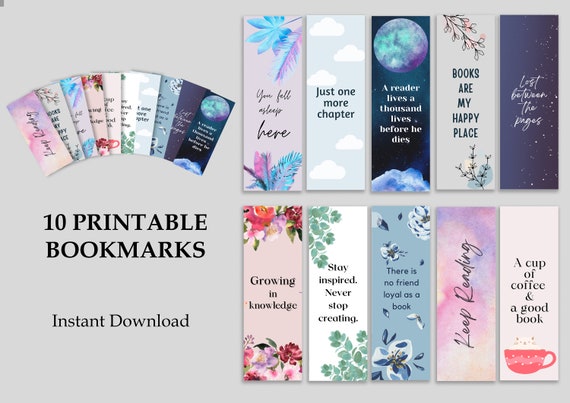 Printable Bookmarks Template Printable Bookmarks Set - Etsy
