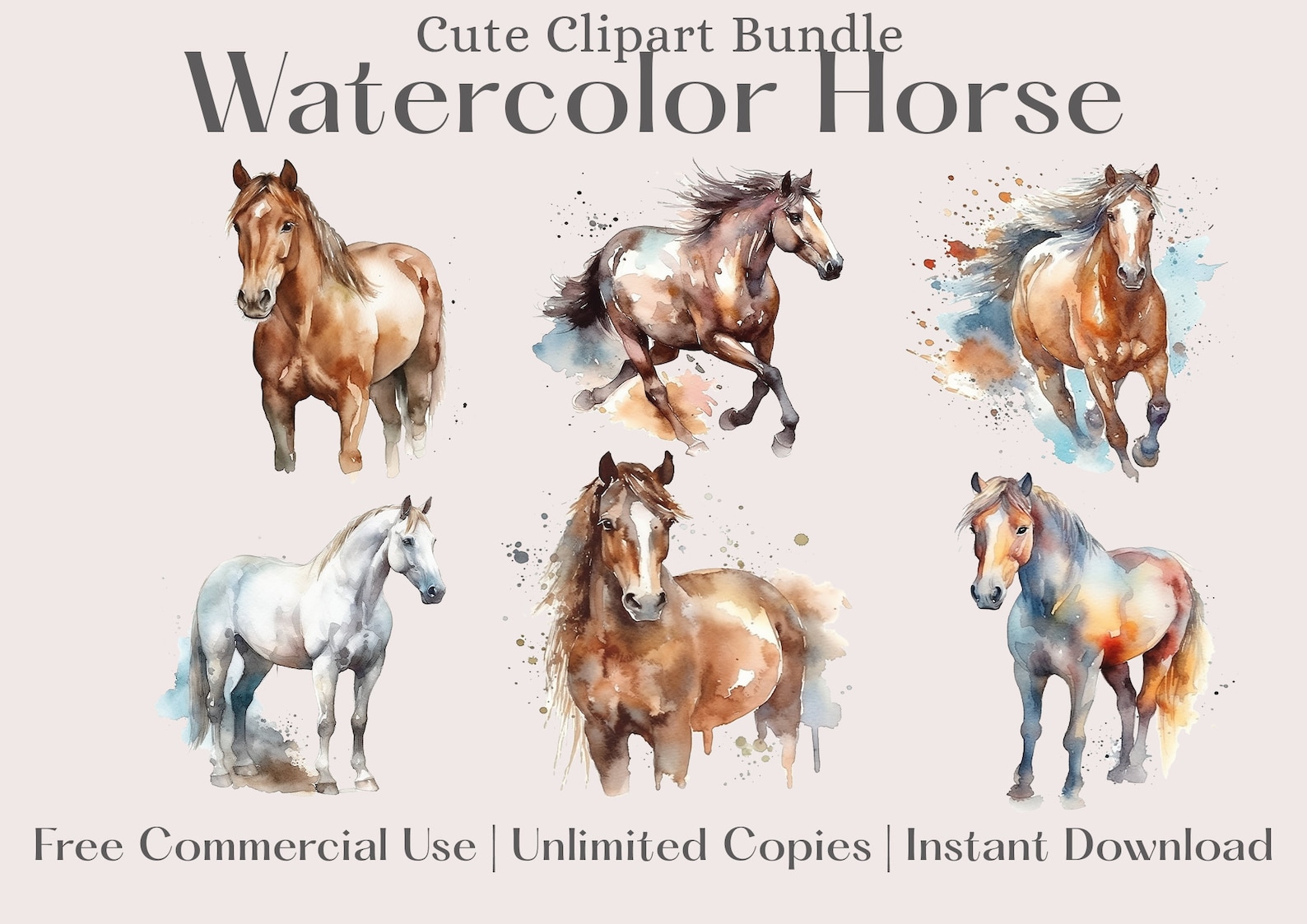 Horse PNG, Horse Clipart Set, Watercolor Horse PNG Western Clipart.farm ...