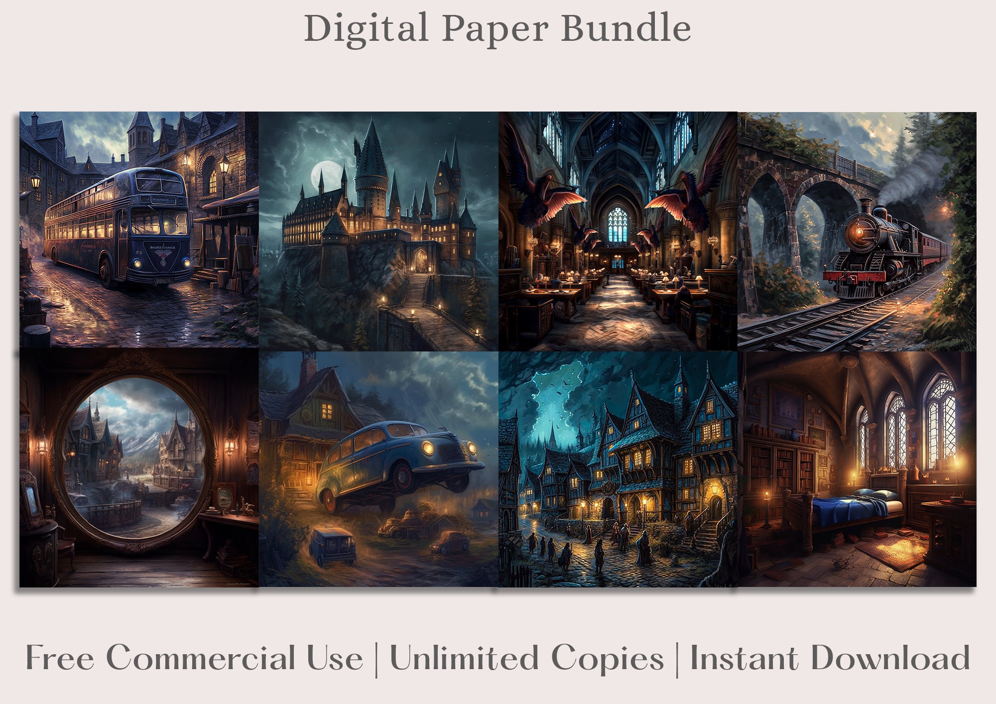 Wizard School Digital Paper Bundle, Magic School, Witch and Wizard Png ...