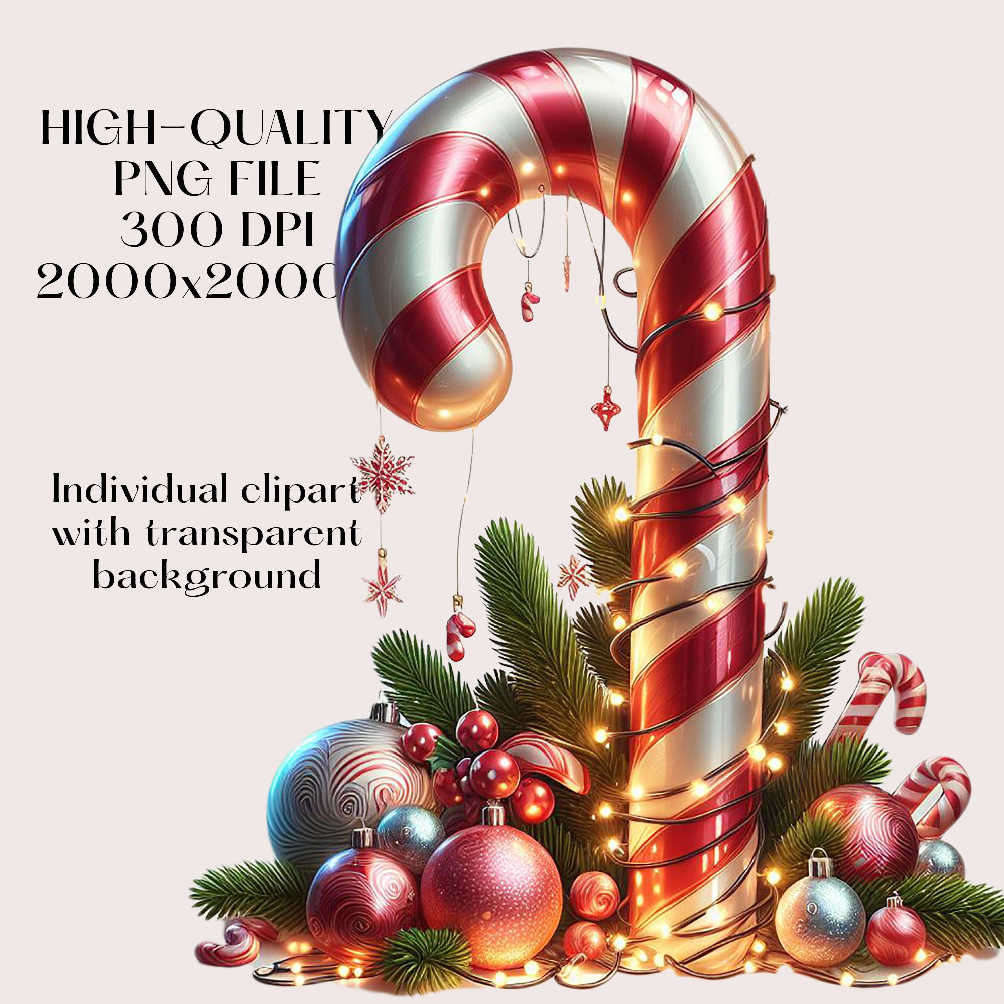 Candy Cane Clipart, High Quality Clipart Bundle, Christmas Digital ...