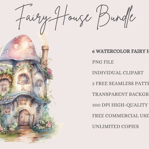 Watercolor Fairy House Clipart, Cute Clipart, Pastel Fantasy Clipart ...