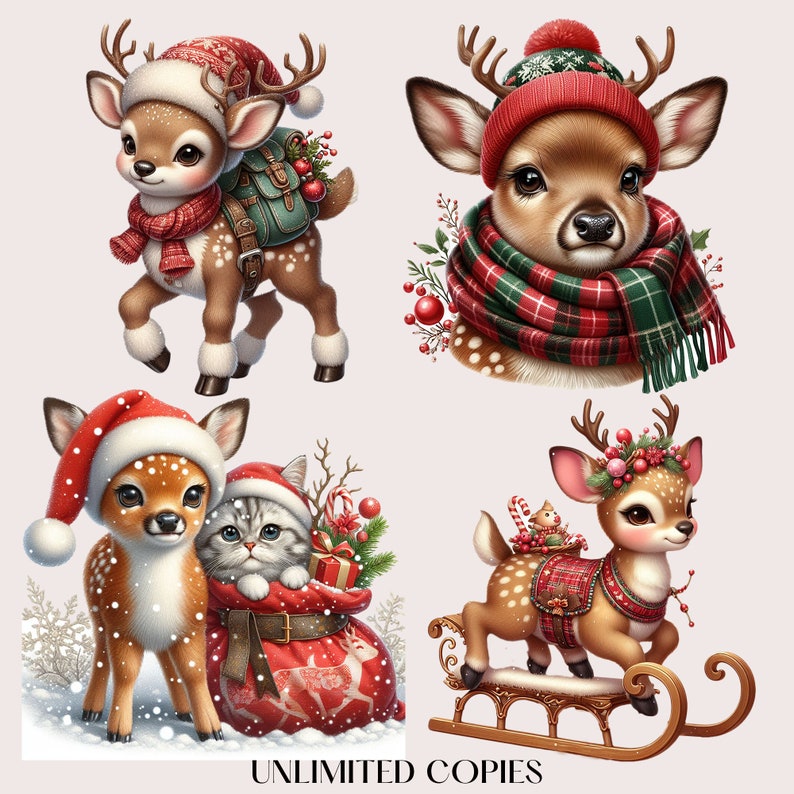 Watercolor Christmas Deer Clipart, Festive Images,christmas Graphics ...