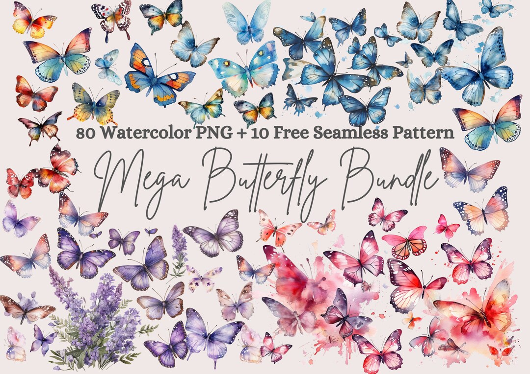 Watercolor Butterflies Clipart, Lilliac Butterflies Png, Summer Clipart ...