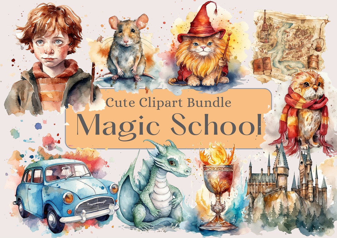 Wizard School Clipart Bundle, Magic School Clipart, Magic Animals ...