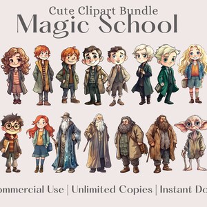 Wizard School Clipart Bundle, Magic School, Witch and Wizard Png. Wands ...