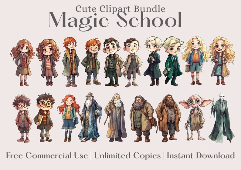 Wizard School Clipart Bundle, Magic School, Witch and Wizard Png. Wands ...