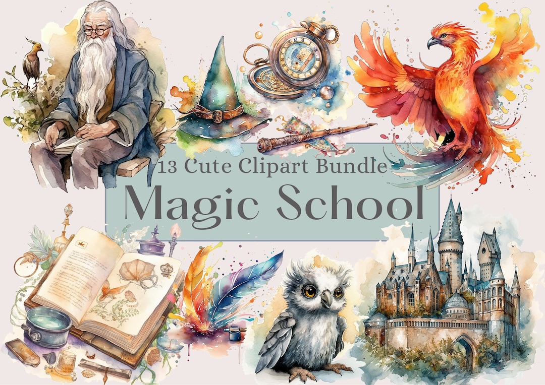 Wizard School Clipart Bundle, Magic School Clipart, Magic Animals ...