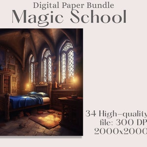 Wizard School Digital Paper Bundle, Magic School, Witch and Wizard Png ...
