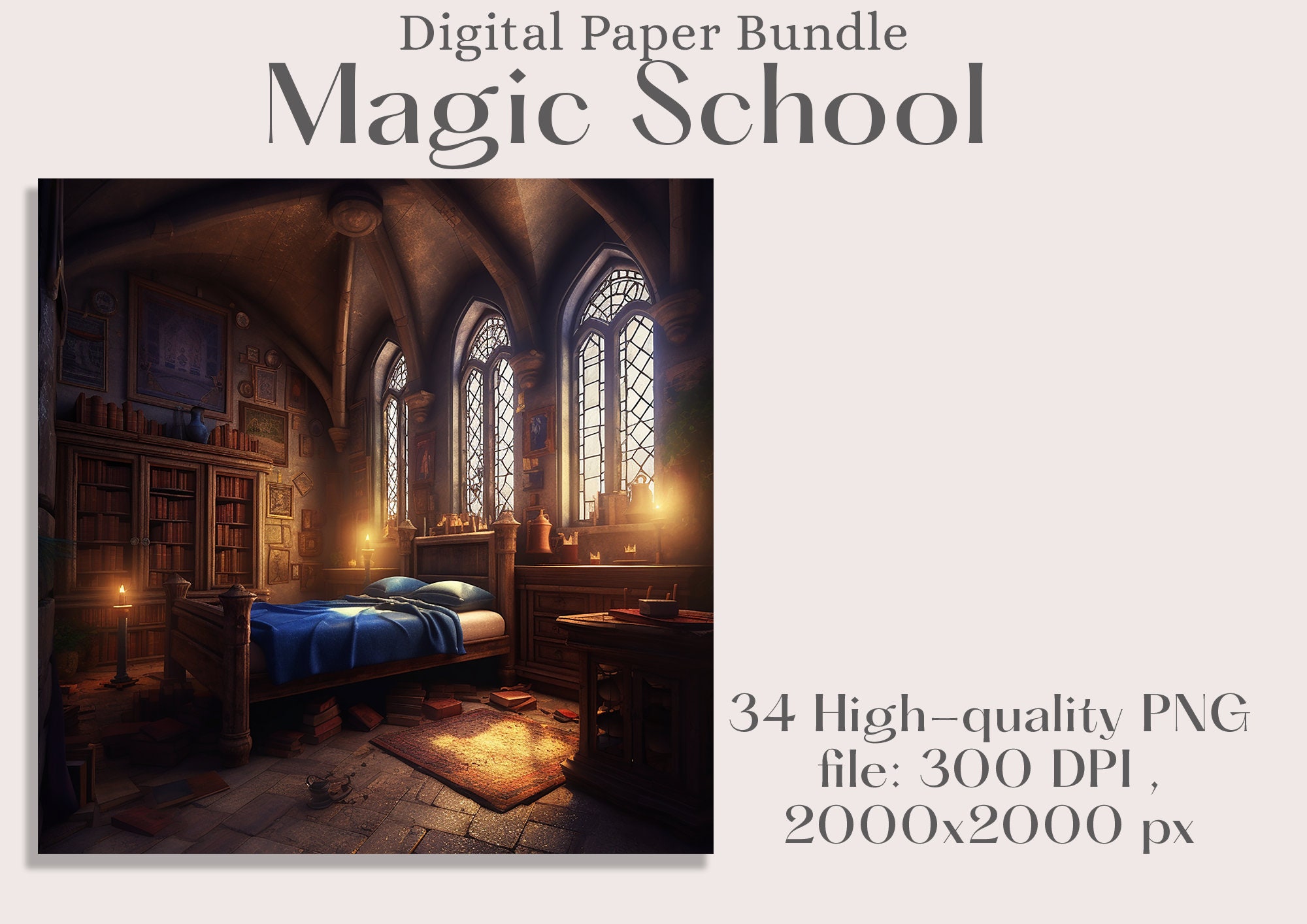 Wizard School Digital Paper Bundle, Magic School, Witch and Wizard Png ...