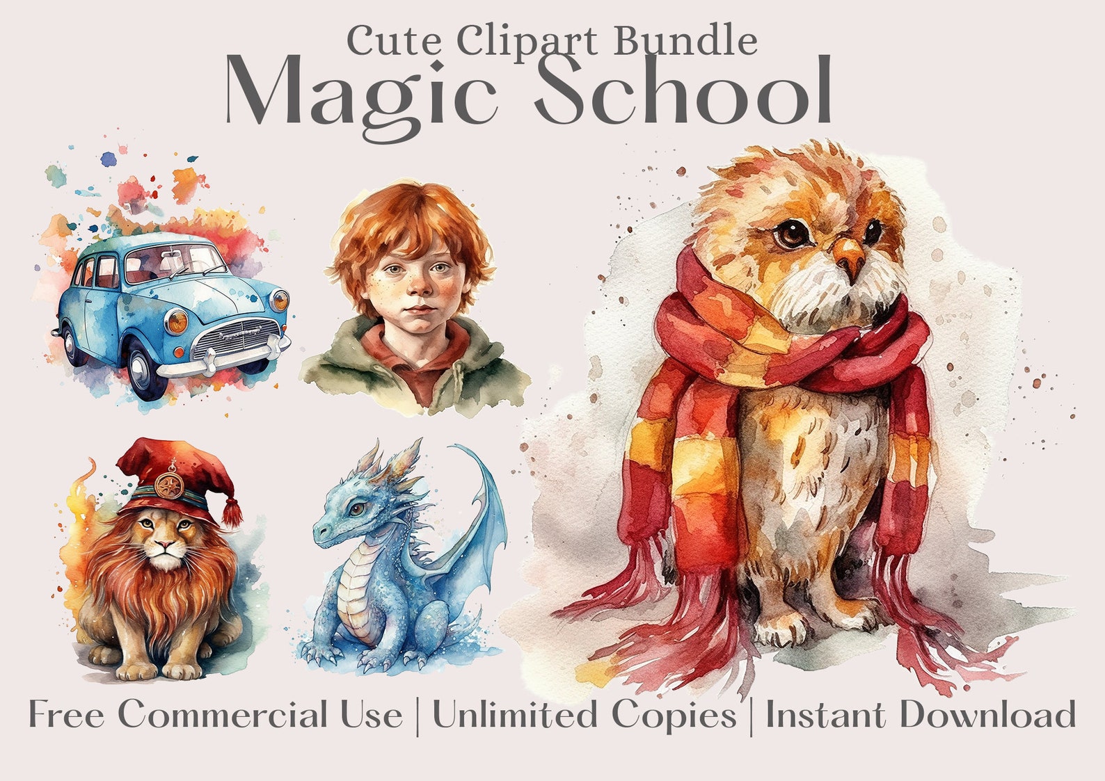 Wizard School Clipart Bundle, Magic School Clipart, Magic Animals ...