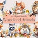 Woodland Animals Watercolor Clipart , Fox, Bear, Deer, Owl, Bird ...