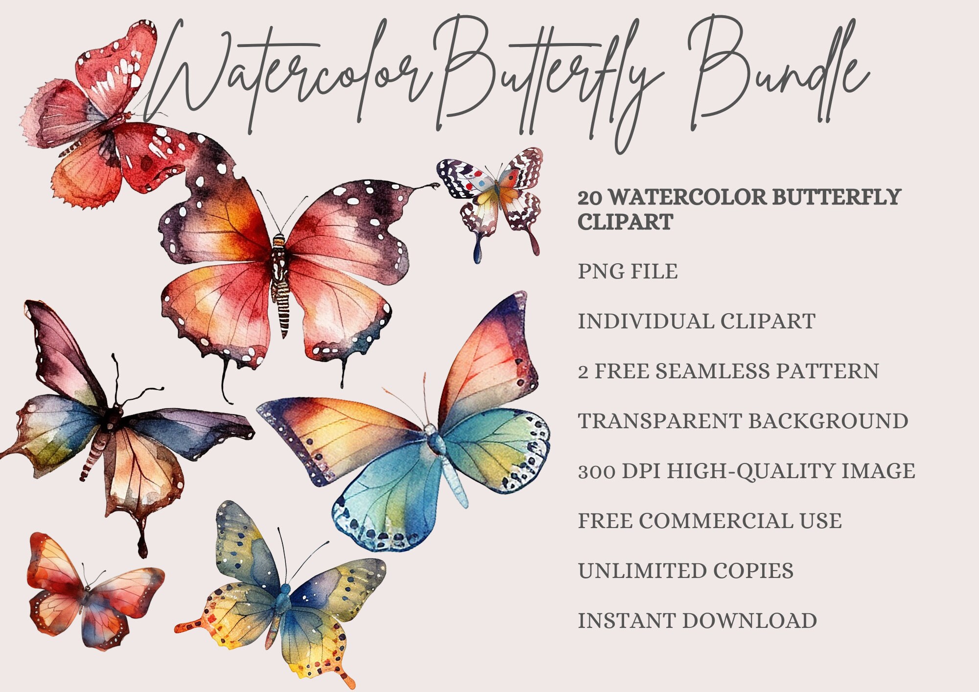 Watercolor Butterflies Clipart, Cute Butterflies Png, Summer Clipart ...