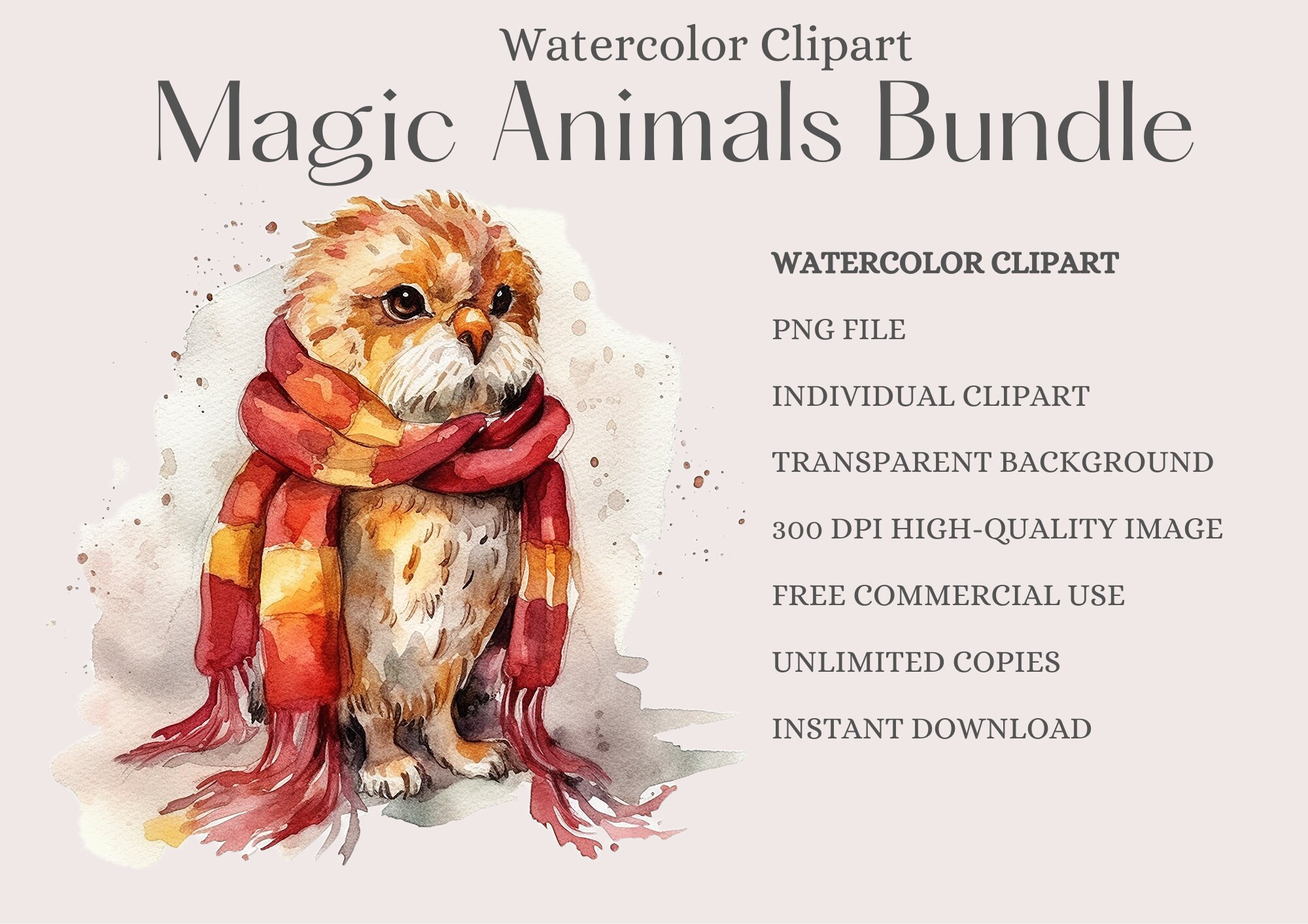 Magic School Clipart Bundle, Magic Animals, Fantasy Clipart, Witch and ...