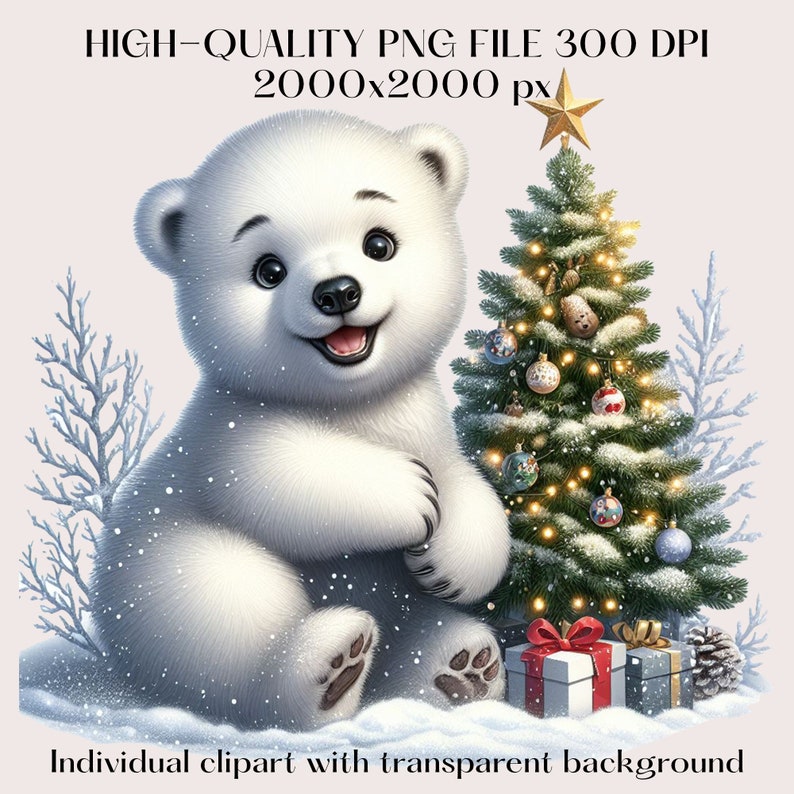 Winter Polar Bear Clipart, 20 High Quality Pngs, Christmas Graphics ...