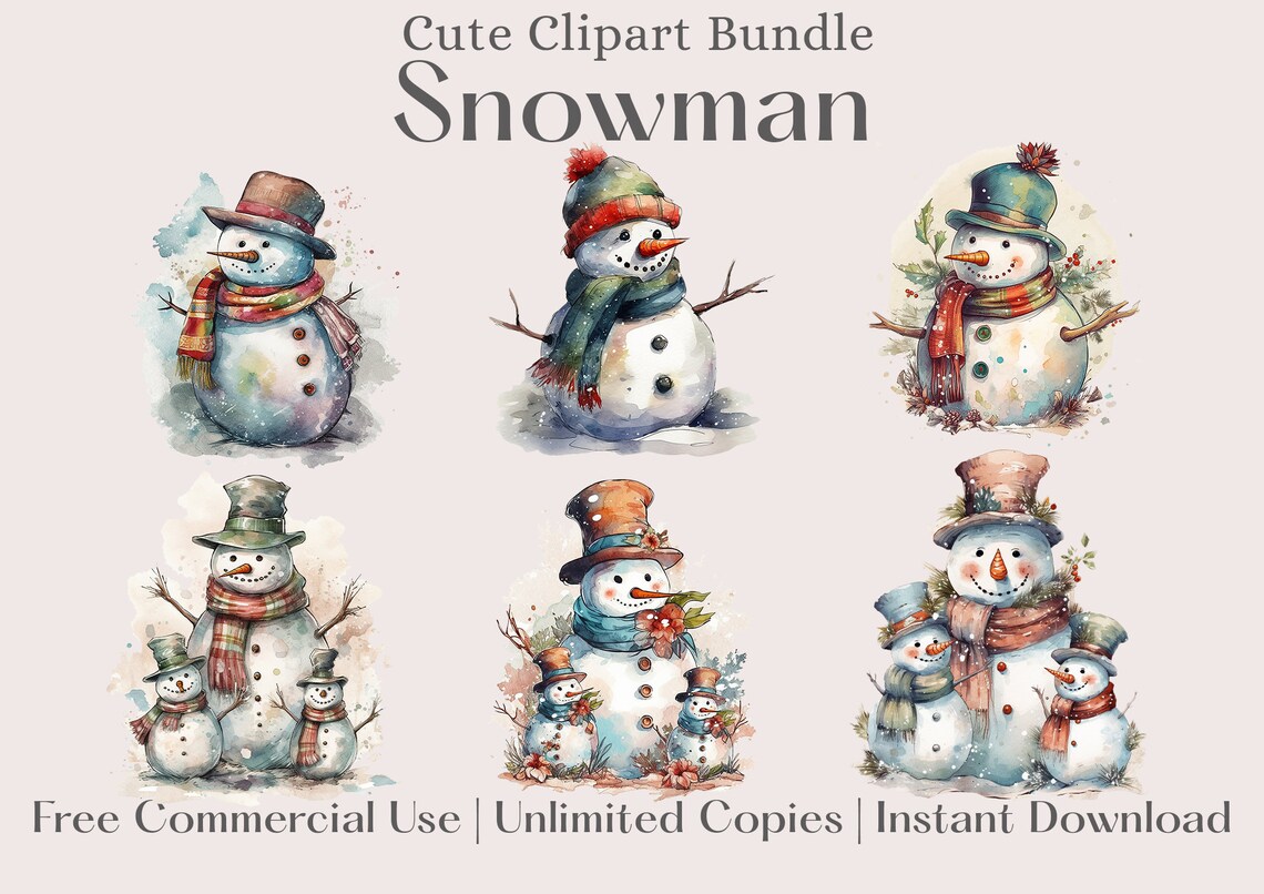 Watercolor Christmas Clipart. Christmas Truck, Snowman Clipart, Santa ...