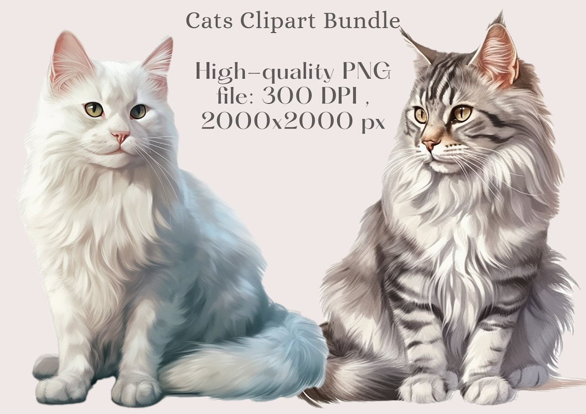 Cat Clipart Bundle, Cat Breeds PNG Images, Watercolor Cat Clipart, Cat ...