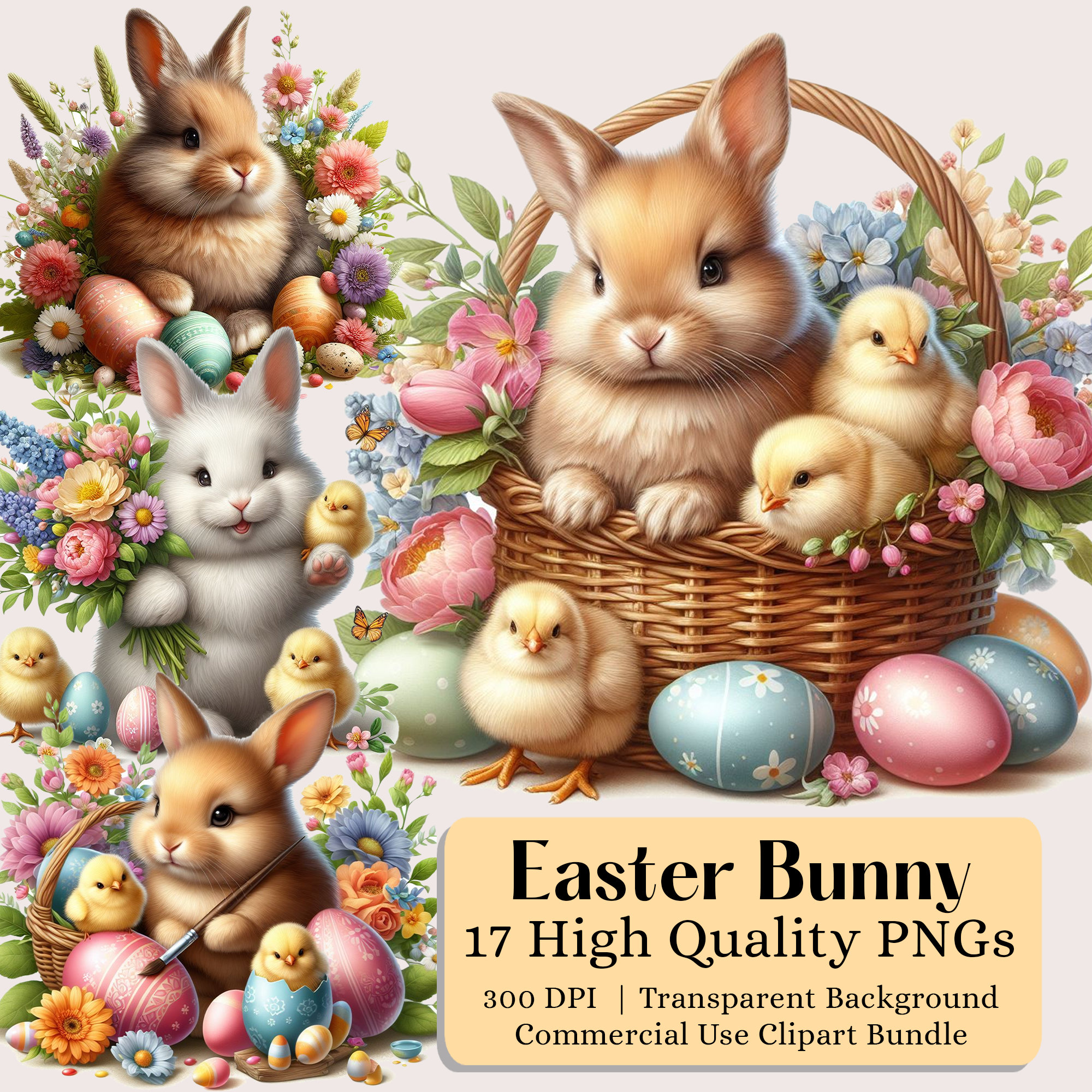 Easter Bunny Clipart - 17 High Quality Jpgs - Memory Book, Junk ...