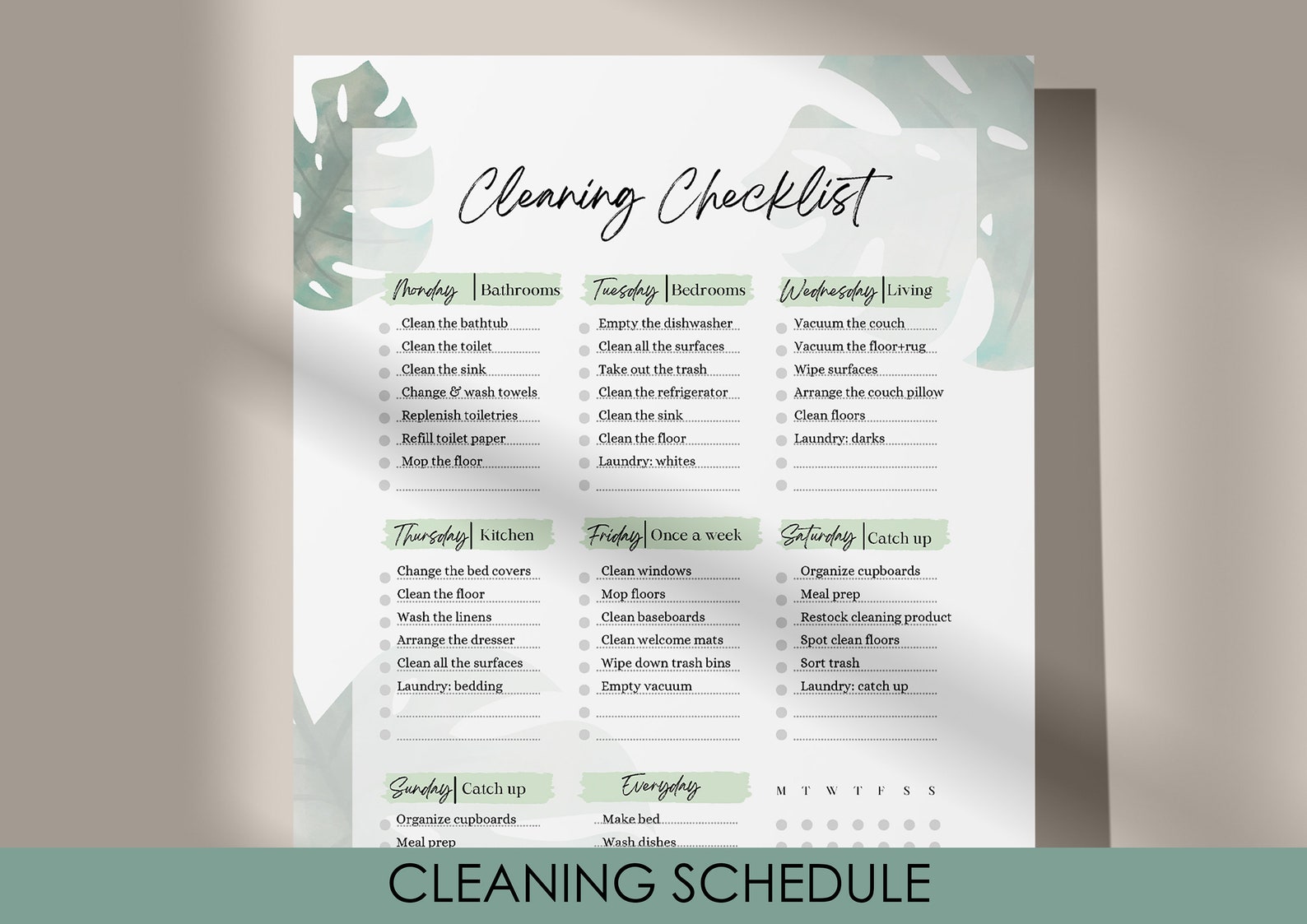 Editable Cleaning Schedule Printable Cleaning Checklist - Etsy