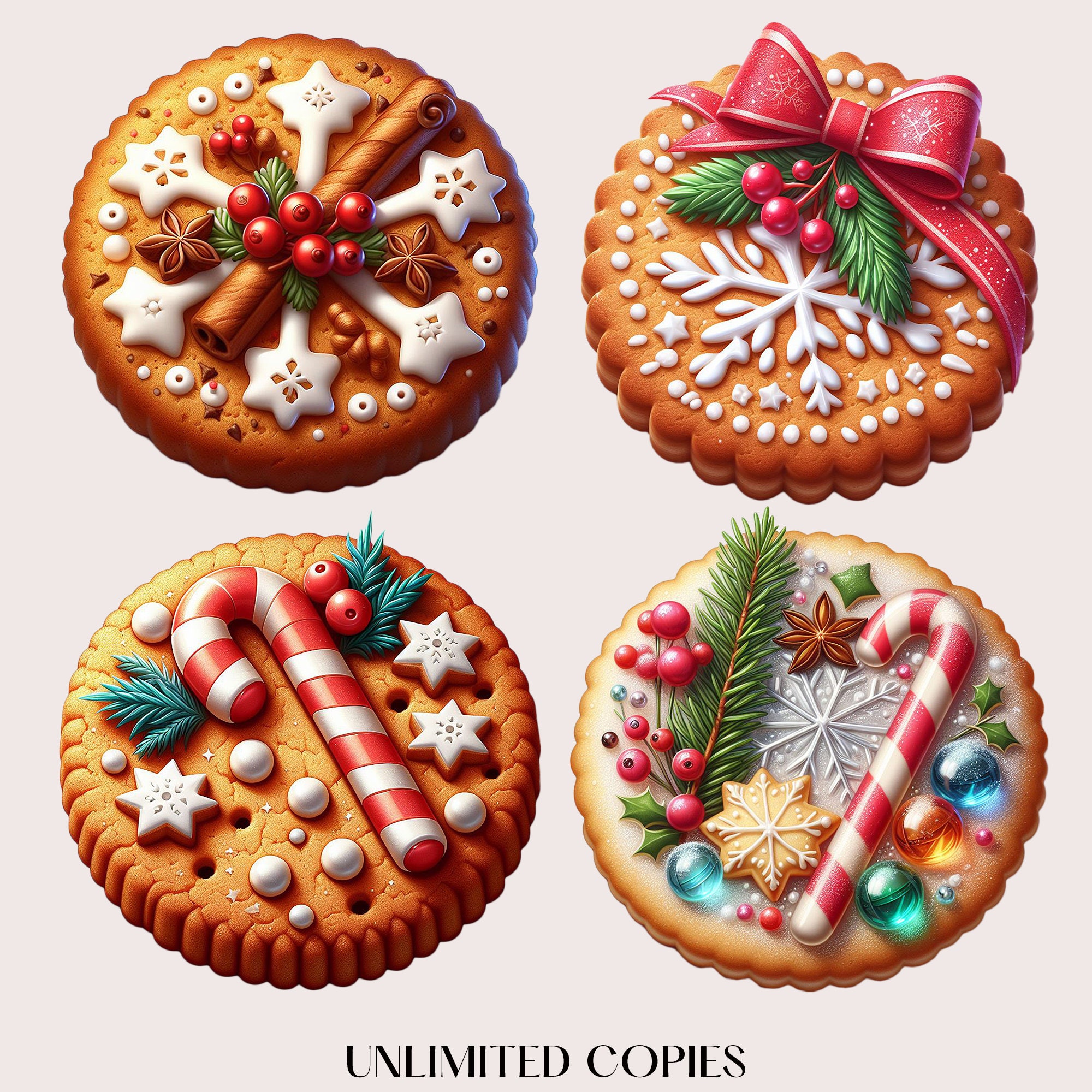 Christmas Cookie Clipart, Watercolor Cookie Clipart Bundle, Christmas ...